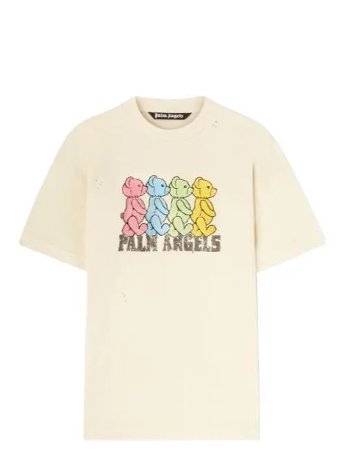 Palm Angels Crossroads Bears Printed Crewneck T-shirt - Ivory-multicolor