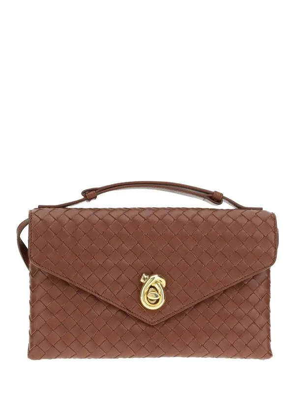 Bottega Veneta Intrecciato Knot Lock Crossbody Bag - Brown