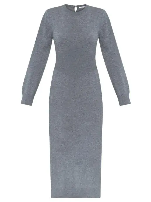 Givenchy Knitted Midi Dress With Side Vents - Grey