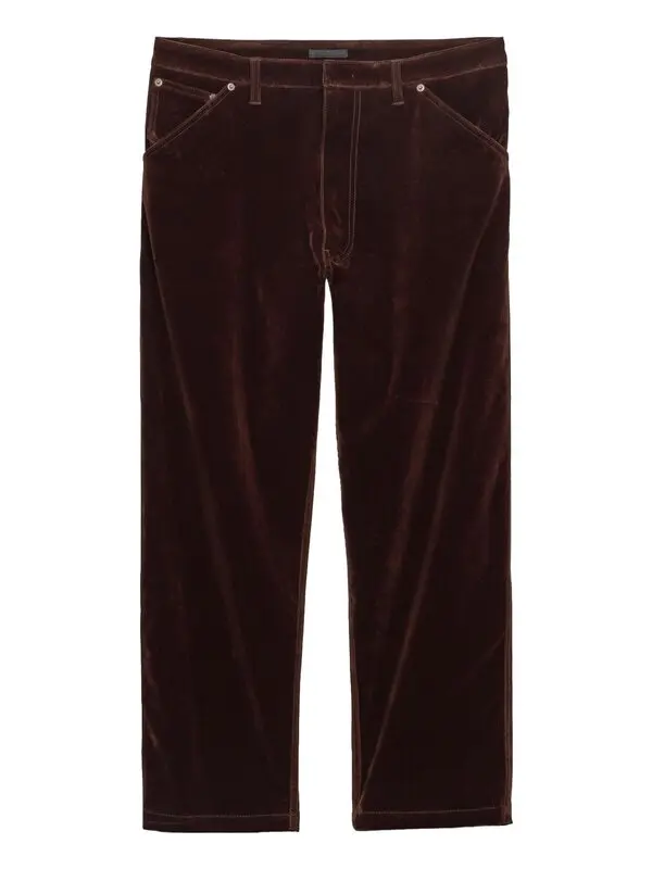 Prada Logo Plaque Straight-leg Trousers - Brown