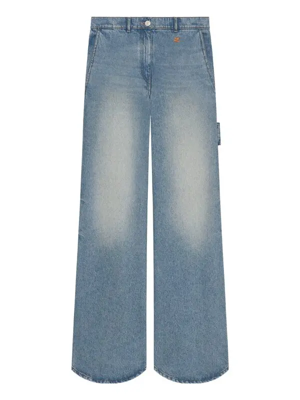 COURREGES Courrèges Wide-leg Jeans With Logo Detail - Denim Blue