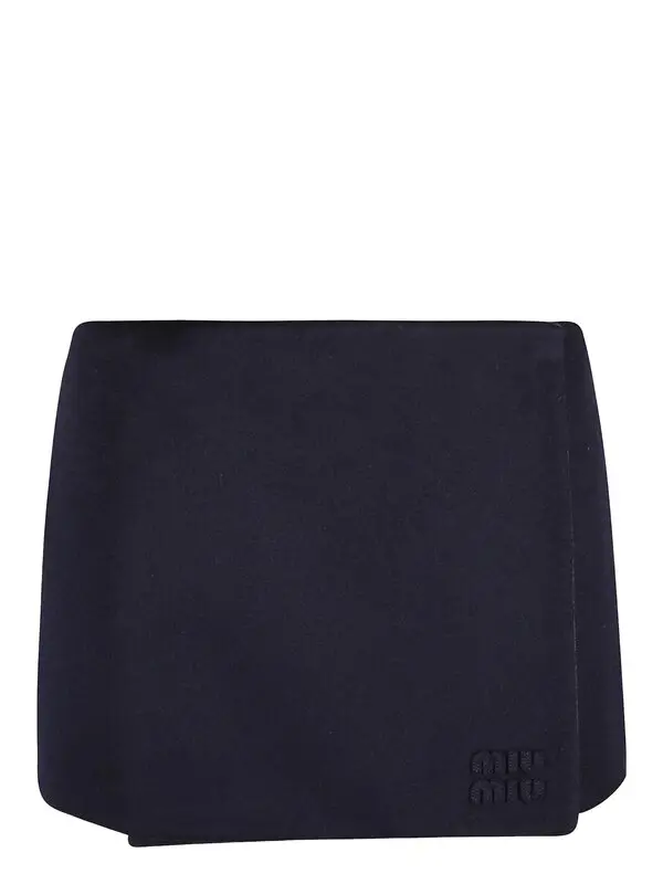 Miu Miu Flannel Logo Mini Skirt - Black