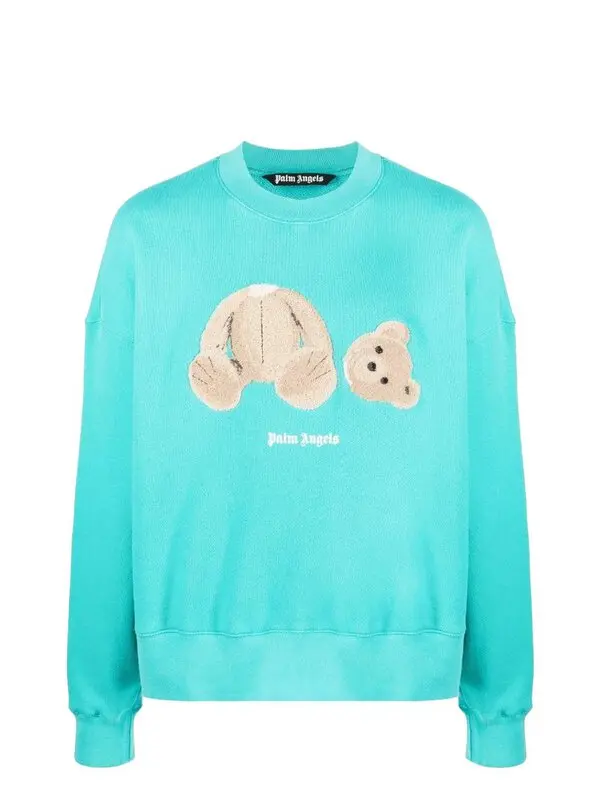 Palm Angels Bear Motif Crewneck Sweatshirt - Blue