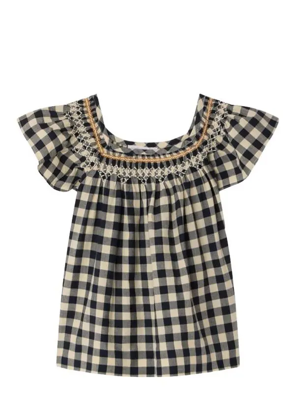 Bonpoint Carlie Smocked Blouse - Black