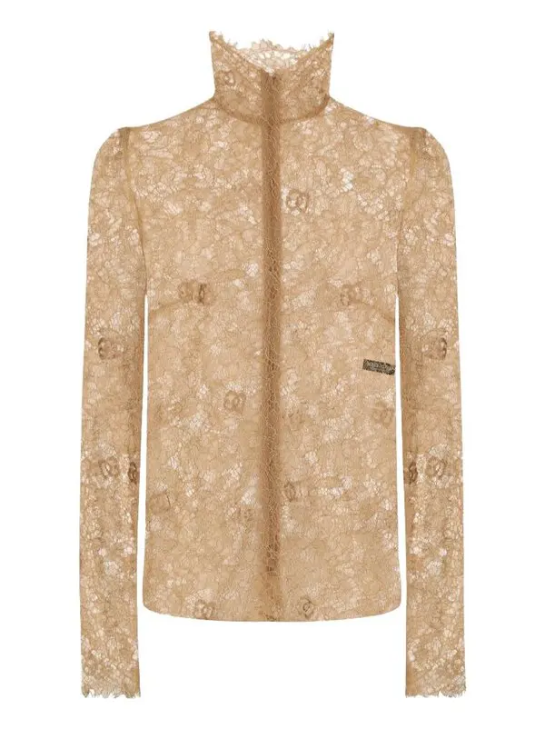 Dolce & Gabbana Lace High-neck Blouse - Nude