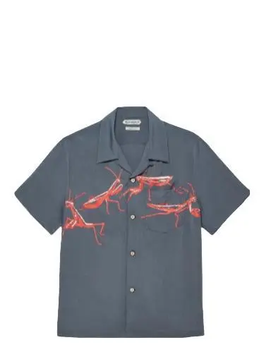 J.W.ANDERSON Graphic-print Chest-pocket Shirt - Steel Color