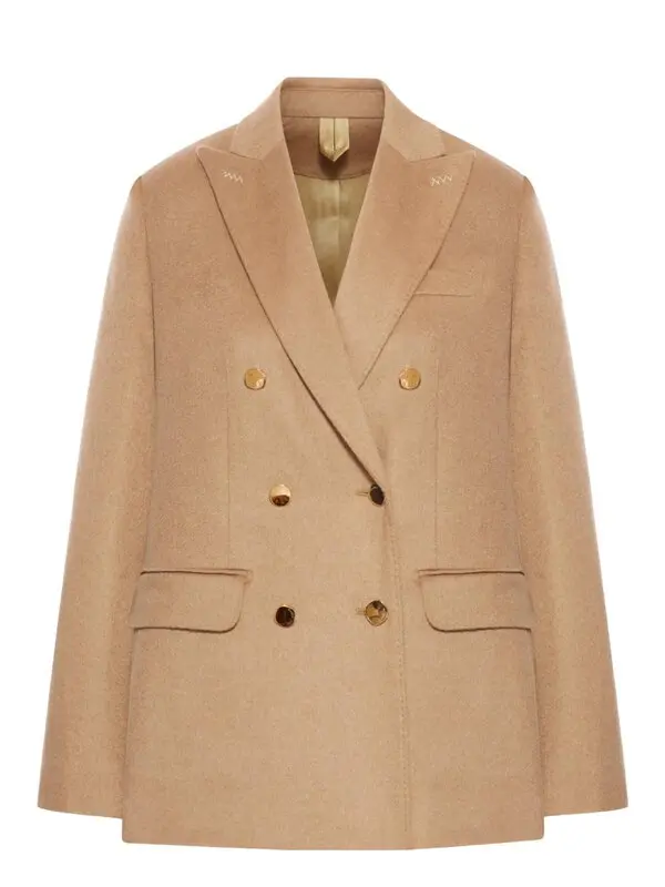 Max Mara Pesche Double-breasted Long-sleeved Blazer - Camel
