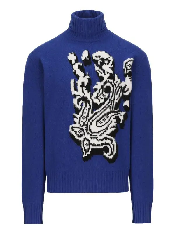 Etro Graphic Intarsia Knitted Jumper - Blue