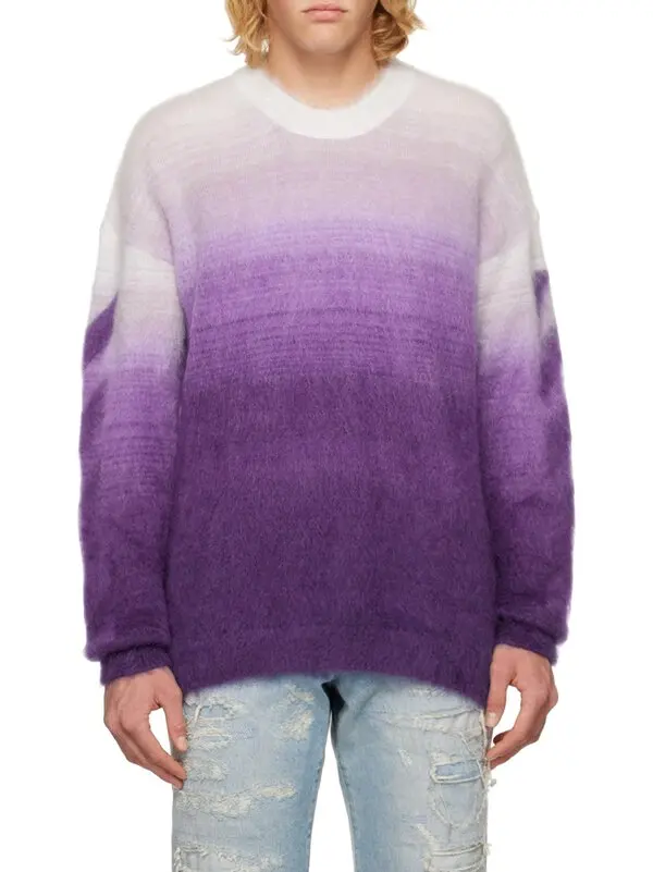 Off-White Jacquard Logo Pattern Crew Neck Sweater - Purple