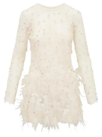 LoveShackFancy Alouetta Embellished Mini Dress - Ivory