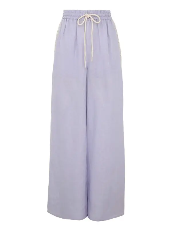 Zimmermann Everley Lace-trimmed Wide-leg Trousers - Blue