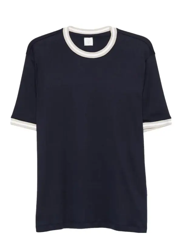 Eleventy Contrast Trim Crew Neck T-shirt - Blue