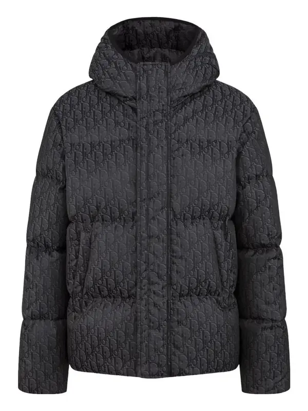 Dior Oblique Hooded Quilted Down Jacket - Black
