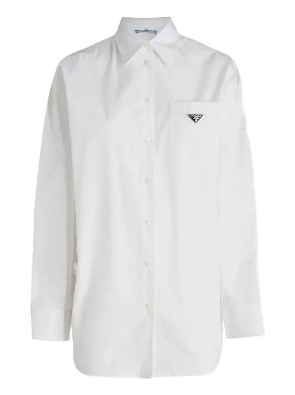 Prada Logo Plaque Button-up Shirt - White