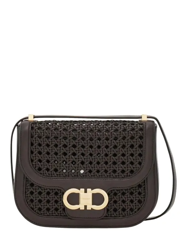 FERRAGAMO Double Gancini Crossbody Bag - Testa Di Moro