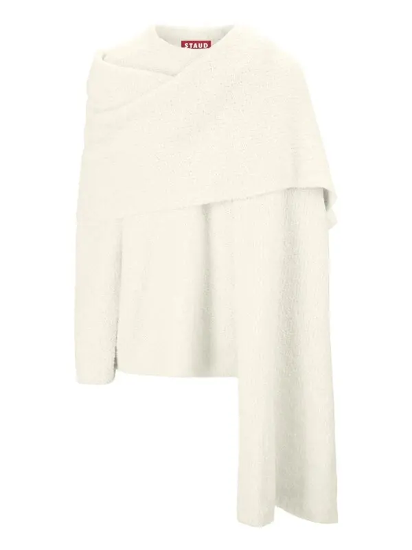 Staud Two-in-one Oversized Sweater With Detachable Scarf - White