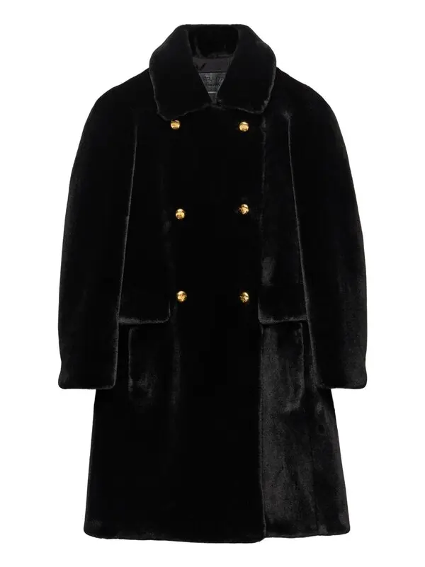 Prada Double-breasted Long Coat - Black
