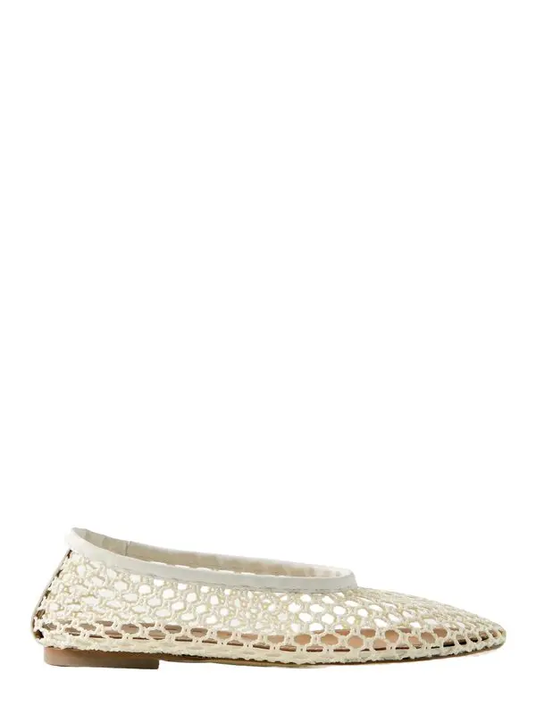 Staud Alba Crocheted Ballet Flats - White