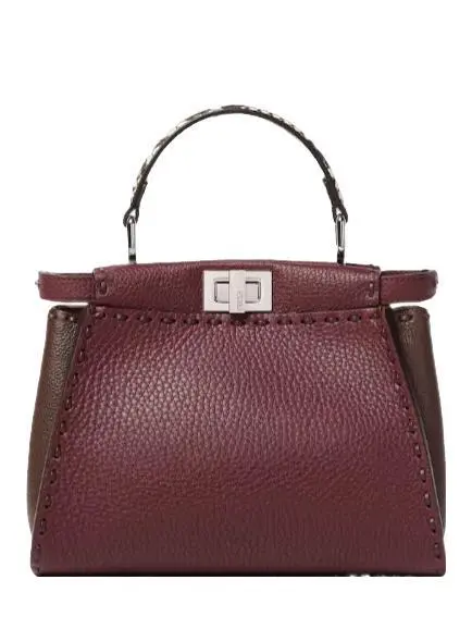 Fendi Peekaboo Mini Tote Bag - Burgundy And Brown