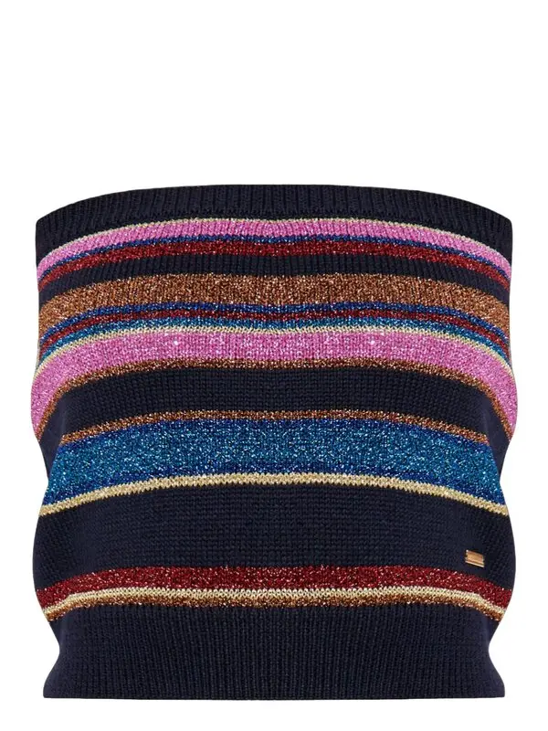 Dsquared2 Off-the-shoulder Lurex Thread Striped Knit Top - Multi-color