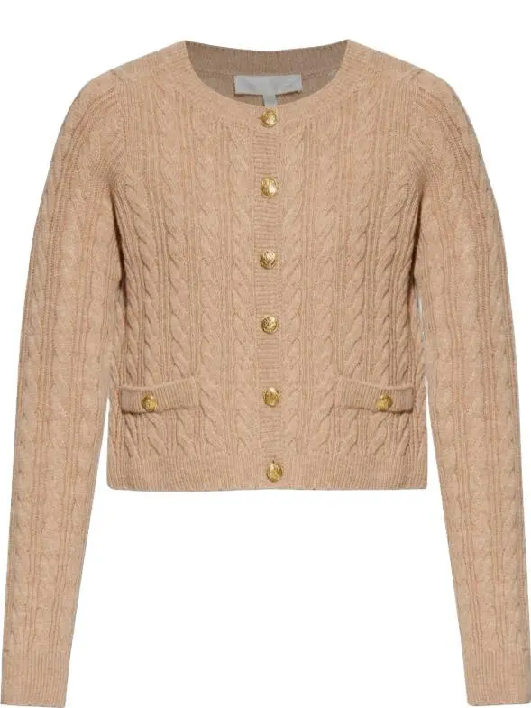 LoveShackFancy Eugenie Cable-knit Cardigan - Camel Mixed Colors
