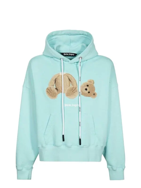 Palm Angels Teddy Bear Embroidered Hoodie - Blue
