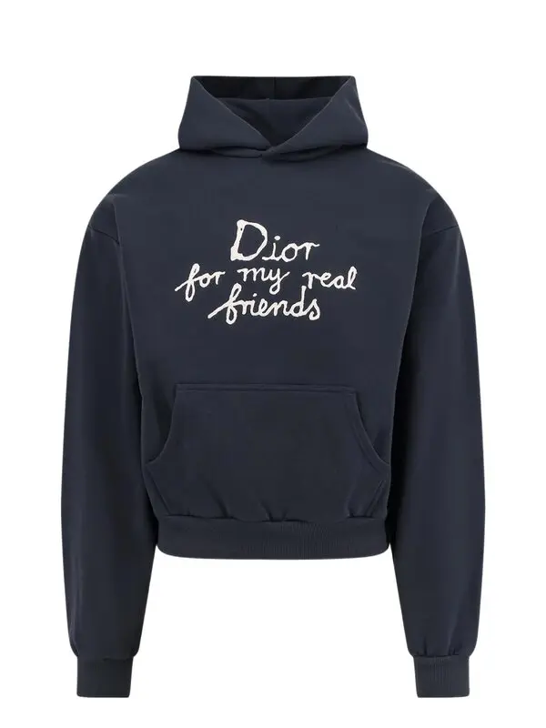 Dior Embroidered Hooded Sweatshirt - Blue