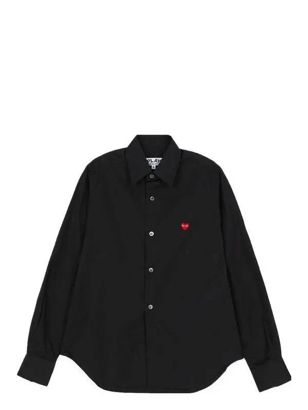 Comme Des Garçons Long Sleeve Shirt With Embroidered Heart - Black