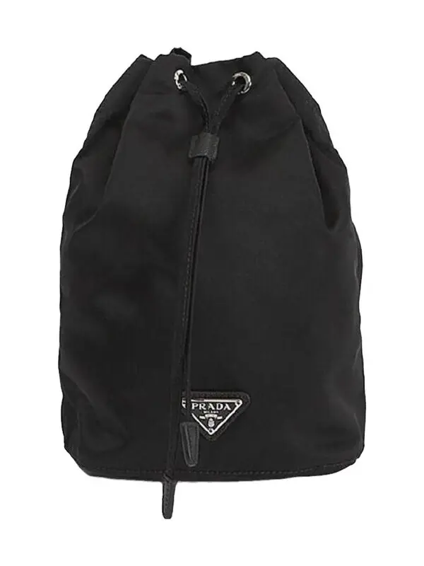 Prada Logo Drawstring Pouch - Black