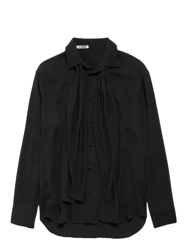 Balenciaga Tie-neck Long-sleeve Shirt - Black
