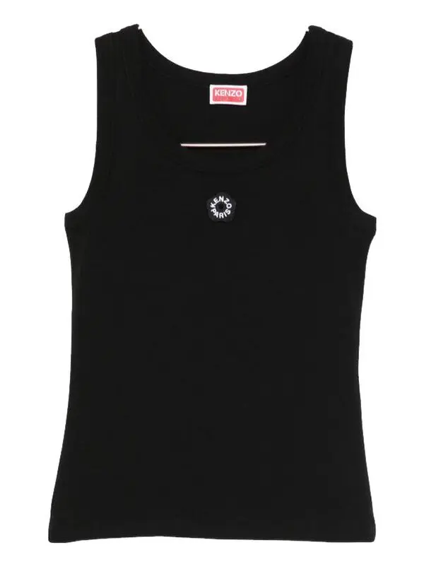 Kenzo Boke Flower 2.0 Embroidered Rib Tank Top - Black