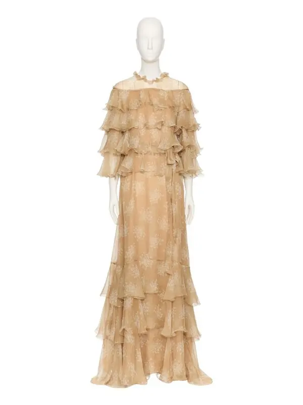 Valentino Garavani Tiered Pattern Dress - Nude