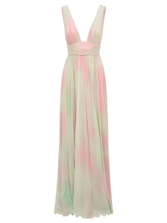 LoveShackFancy Madeleine Pleated Maxi Dress - Iris Mistata