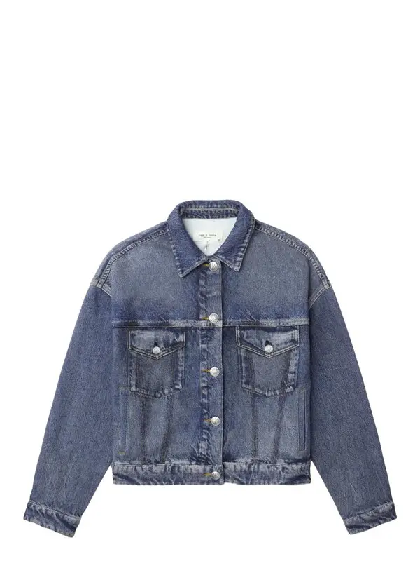 RAG  BONE Rag & Bone Cropped Denim Trucker Jacket - Blue
