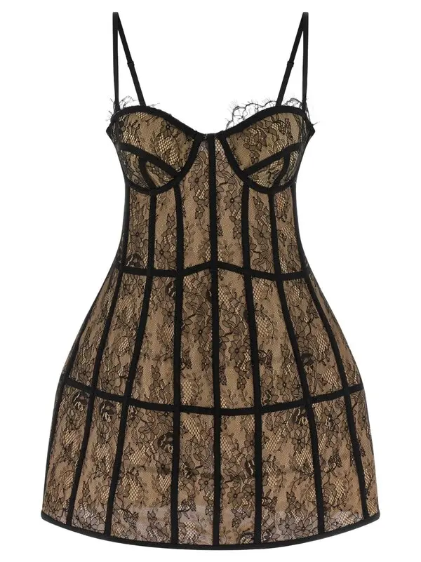 Giuseppe Di Morabito Lace Corset Mini Dress - Brown