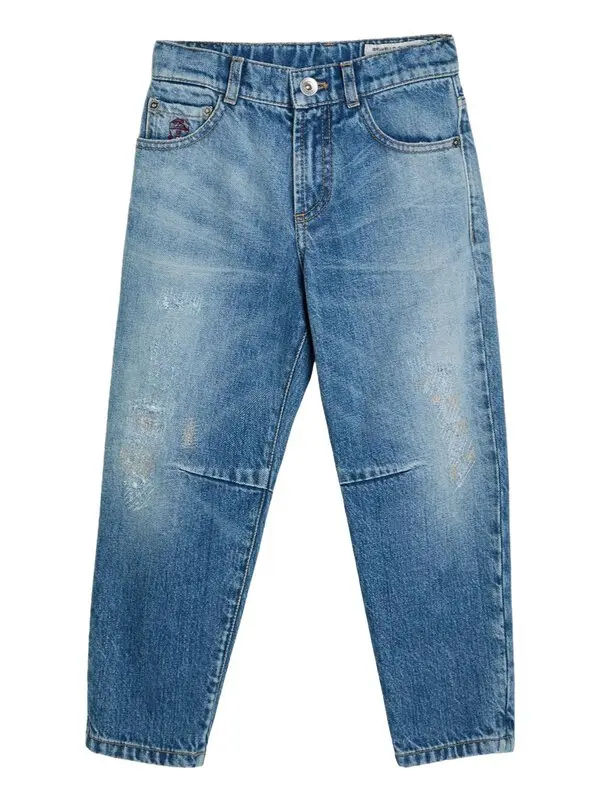 Brunello Cucinelli Ripped Straight-leg Jeans - Denim