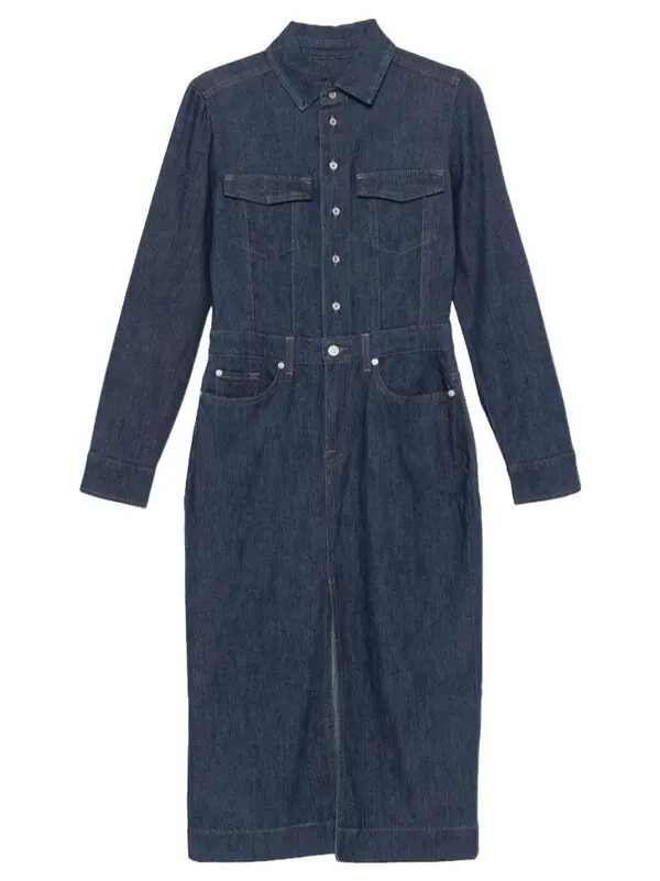 7 For All Mankind Denim Midi Shirt Dress - Blue