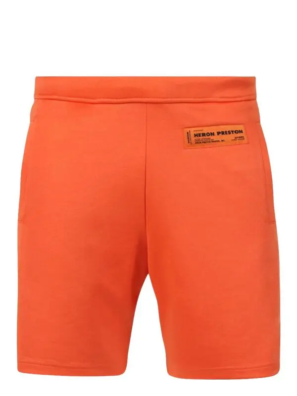 Heron Preston Logo Detail Cotton Jersey Shorts - Orange