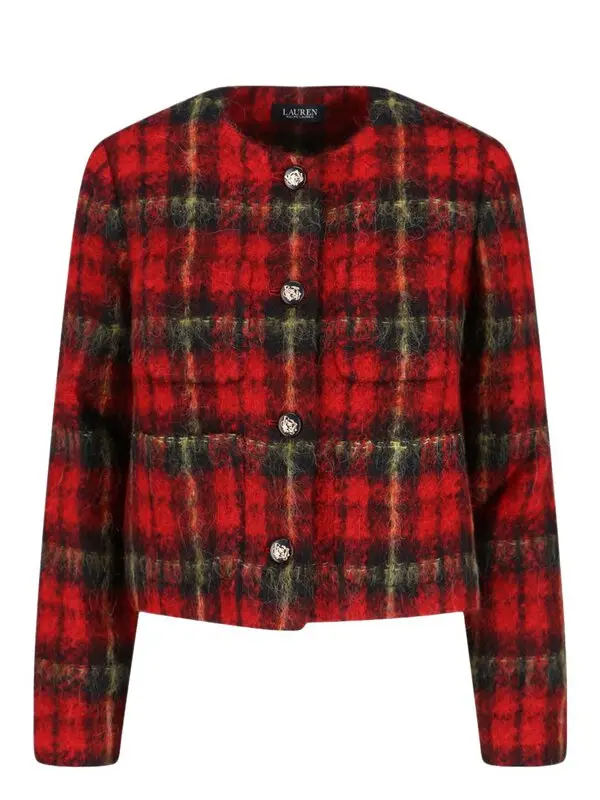 Ralph Lauren Miralee Plaid Blazer - Red