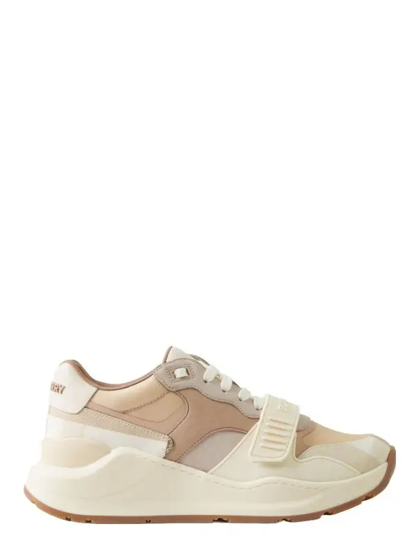 Burberry Check Panelled Detail Sneakers - Nude