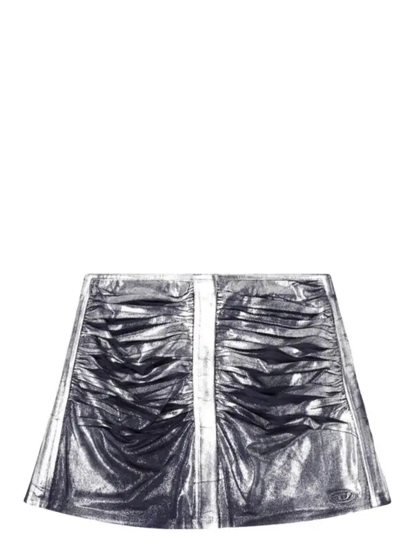 DIESEL® Ruched Metallic Mini Skirt - Grey