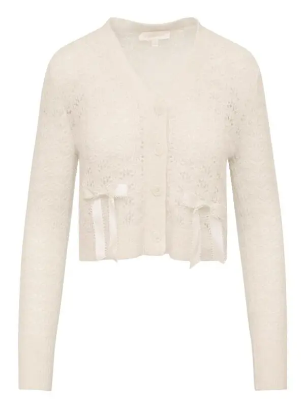 LoveShackFancy Lilly Cropped Knit Cardigan - Frosted Candy