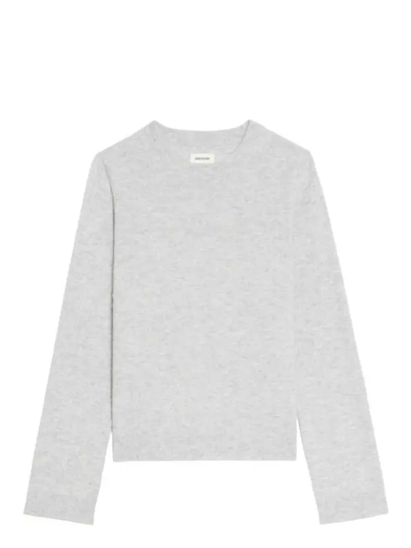 Zadig&Voltaire Crewneck Knitted Jumper With Leather Elbow Patches - Grey