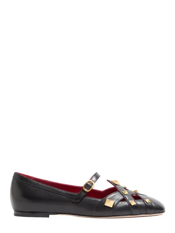Valentino Garavani Rockstud Pointed Toe Flats - Black
