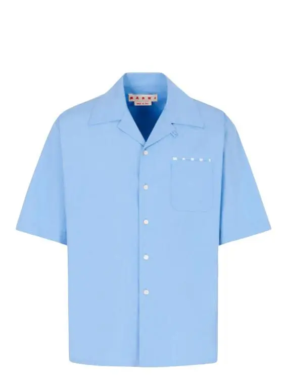 Marni Camp-collar Logo Shirt - Blue
