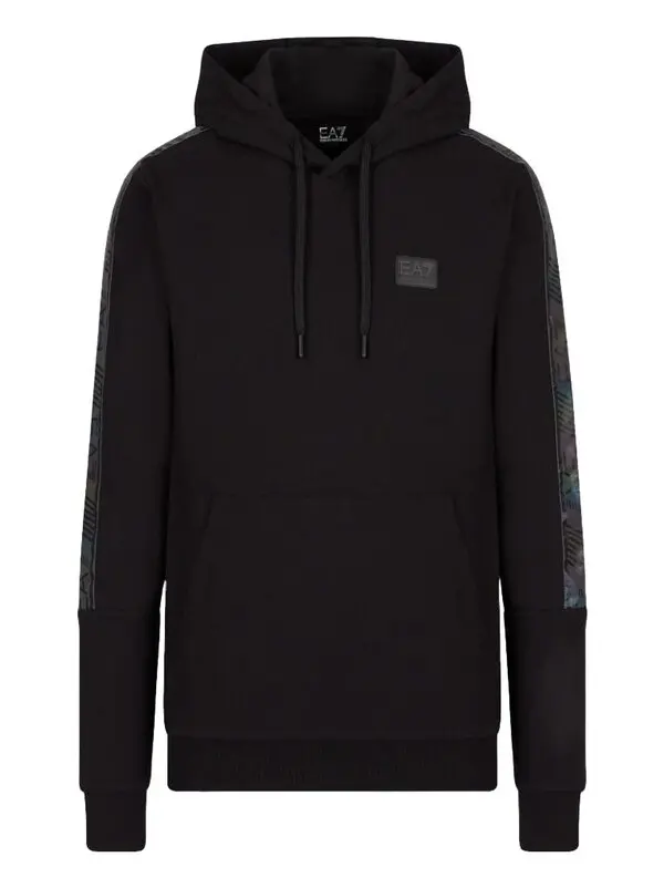 EA7 Cotton Logo Detail Hoodie - Black