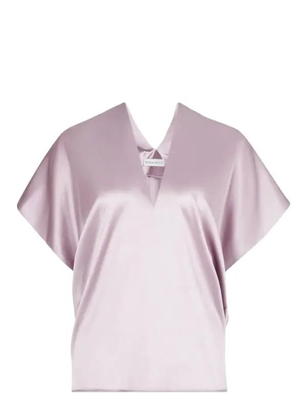 Nina Ricci V-neck Silk Top With Dropped Shoulders - Lavender