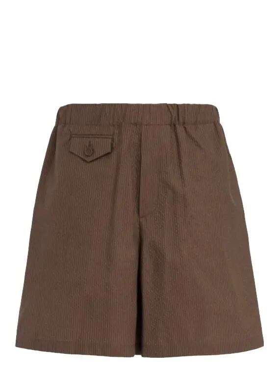 Dior Textured Bermuda Shorts With Elastic Waist - Brown