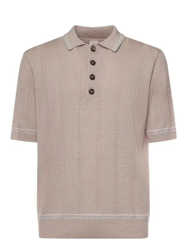 Eleventy Textured Knit Polo Shirt - Nude