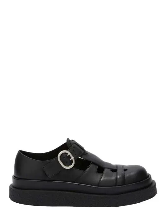 JIL SANDER Flat Sandals With Buckled Straps - Black